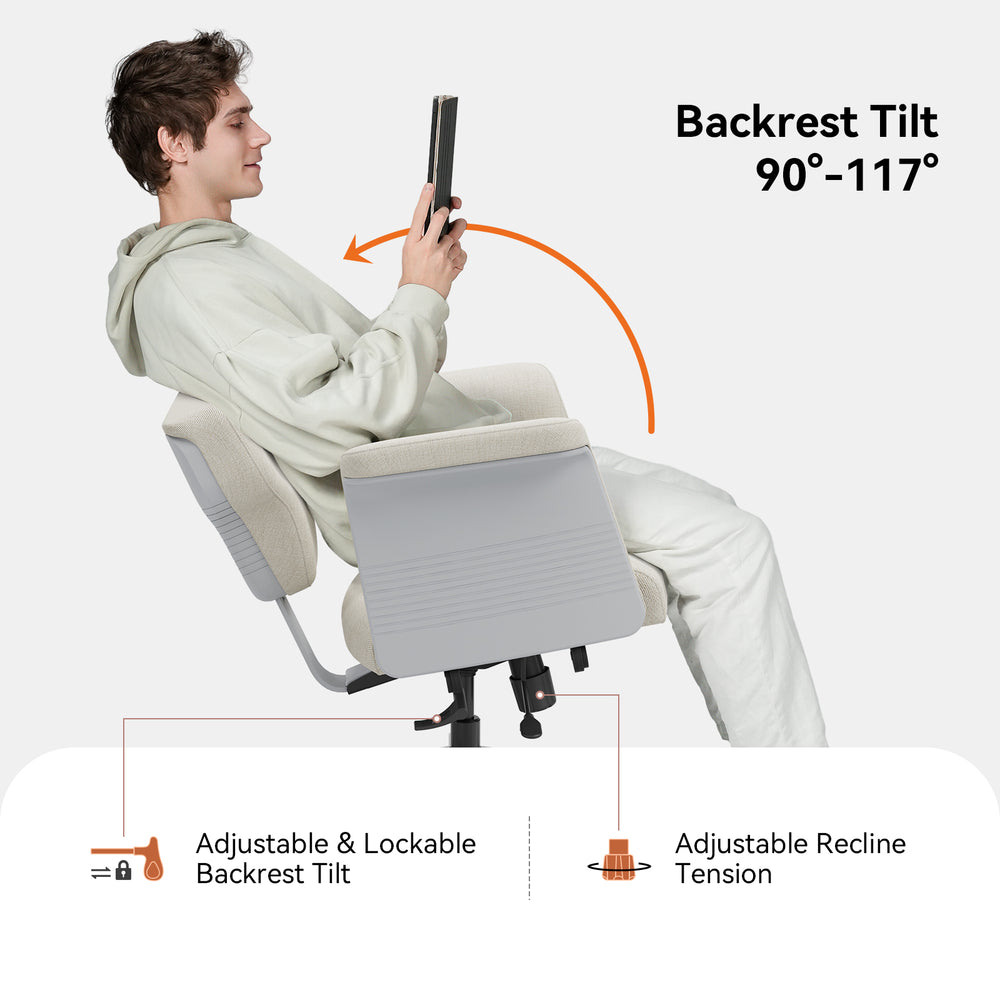 Newtral Freedom-X Milk Apricot Cross Legged Office Chair with Armrest ...